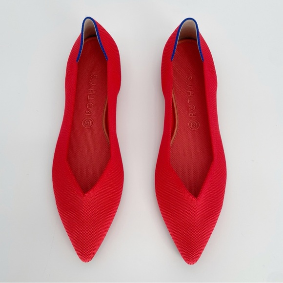 Rothy's | Shoes | Rothys The Point Flame Red Ballet Flat Slip On Shoes ...